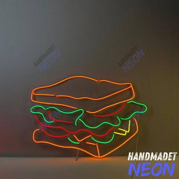 Handmadetneonsign Burger Neon Sign, Fast Food LED Light for Restaurant ...