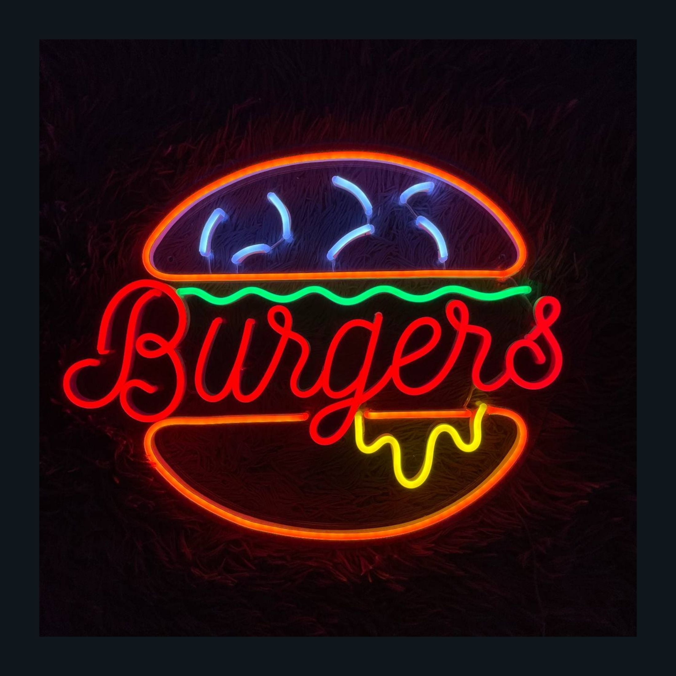 Handmadetneonsign Burger Restaurant Neon Sign, Cheese Burger Wall Art ...