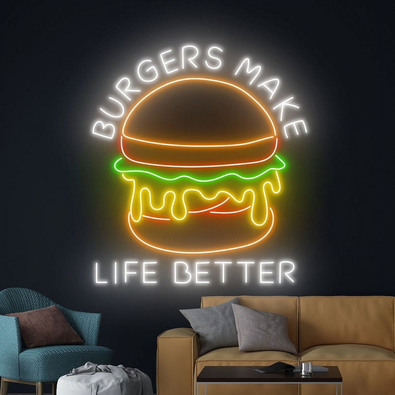 Handmadetneonsign Burgers Make Life Better Neon Sign, Burgers Make Life ...