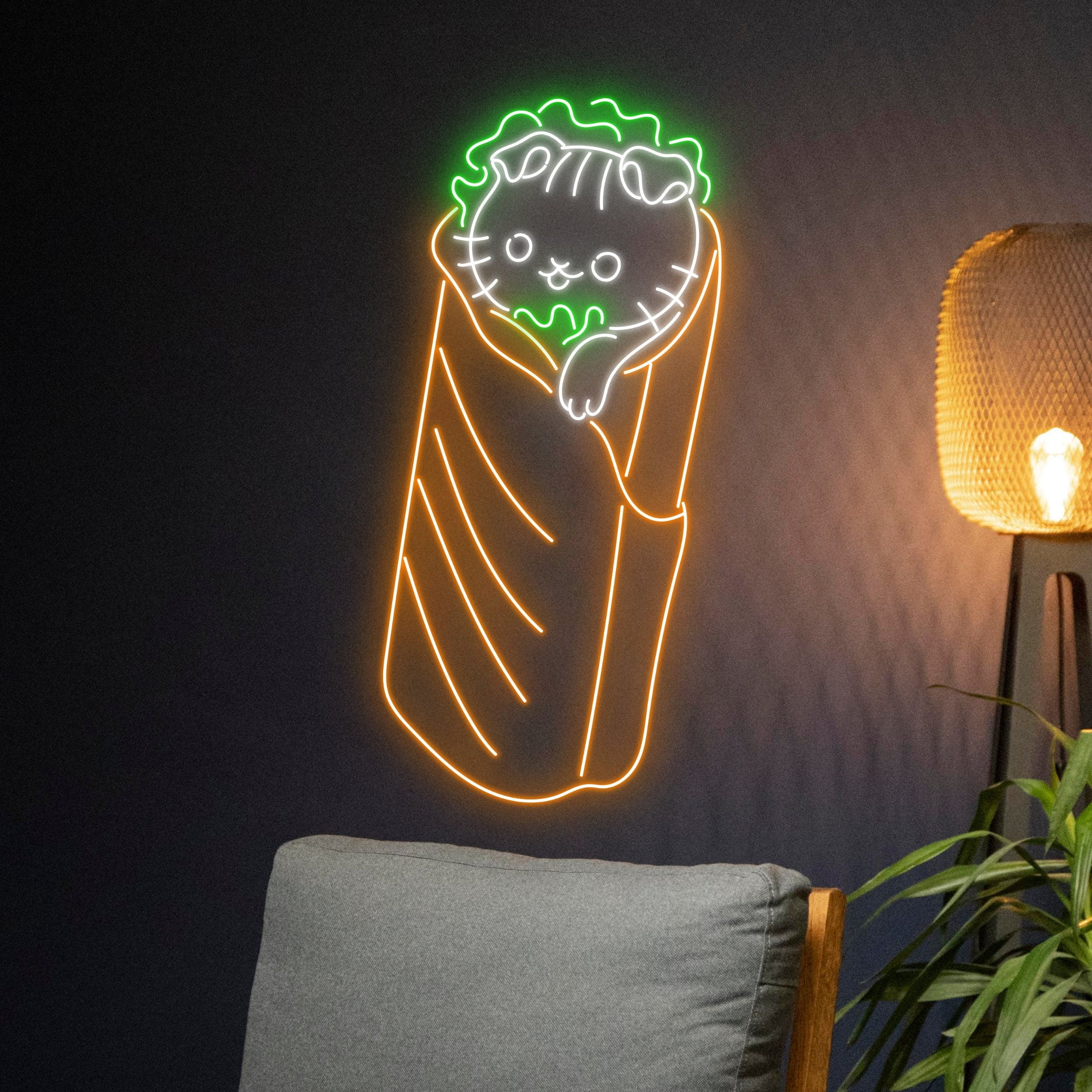 Handmadetneonsign Burrito Cat Neon Sign, Cat Burrito Led Sign, Cat ...