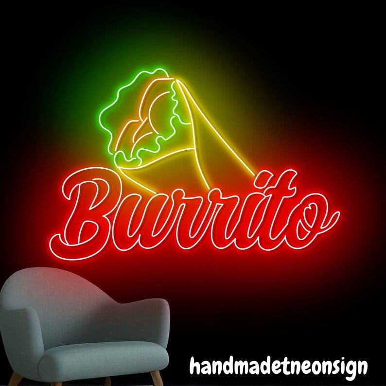 Handmadetneonsign Burrito Neon Sign, Burrito Led Sign, Mexico Burrito ...