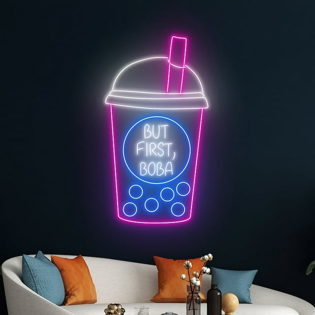 Handmadetneonsign But First Boba Neon Sign, Boba Tea Neon Light, Milk ...