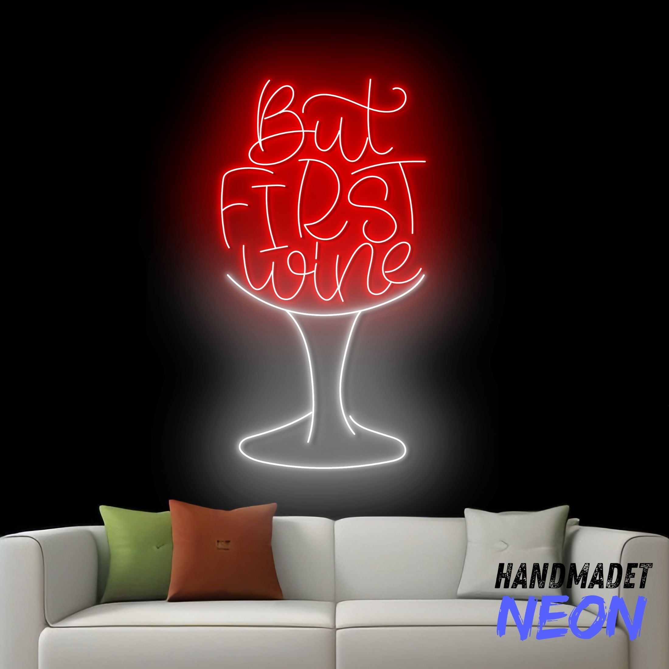 Handmadetneonsign But First Wine Neon Sign, Wine Glass Led Sign, Wine ...