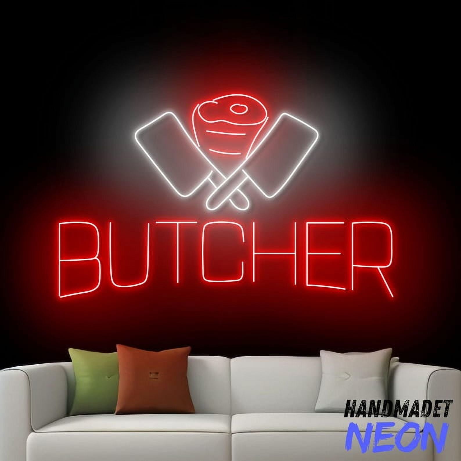 Handmadetneonsign Butcher Shop Neon Sign, Butchery Open Wall Art, Meat ...