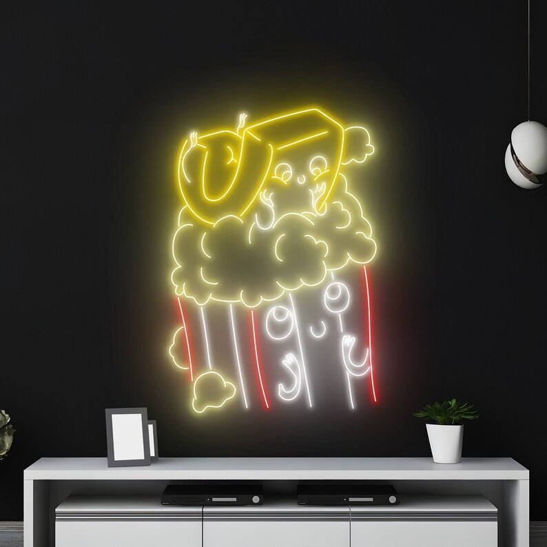 Handmadetneonsign Butter Popcorn Neon Sign, Popcorn Led Art Decor ...