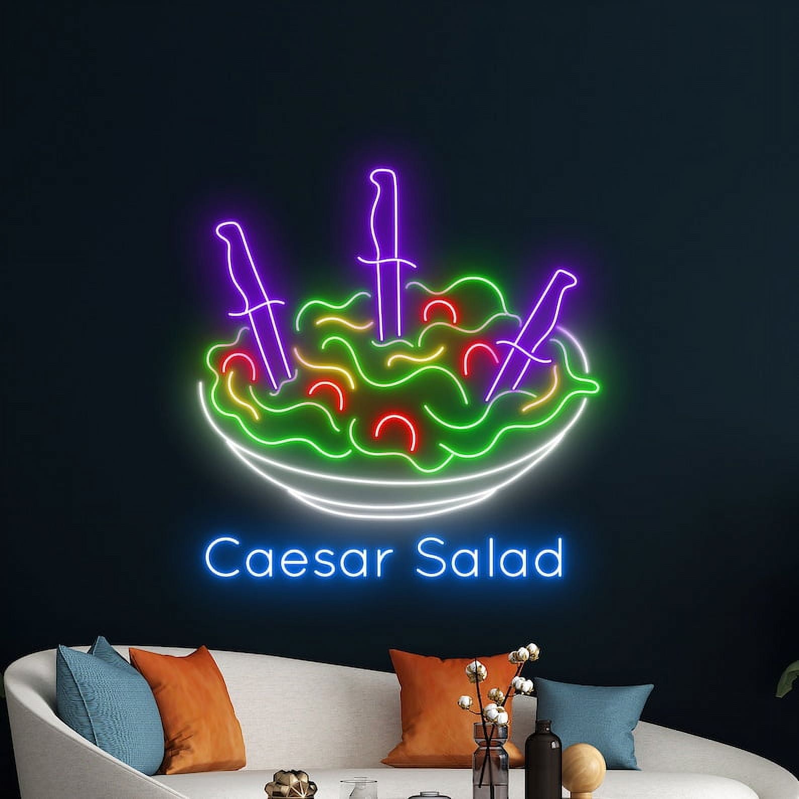 Handmadetneonsign Caesar Salad Neon Sign, Salad Bowl Neon Led Wall Art ...