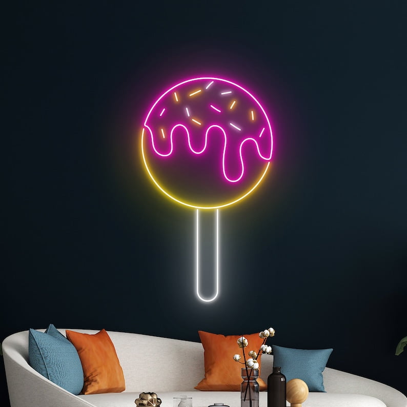 Handmadetneonsign Cake Pop Neon Sign, Cake Pop Led Light, Bakery Cake ...