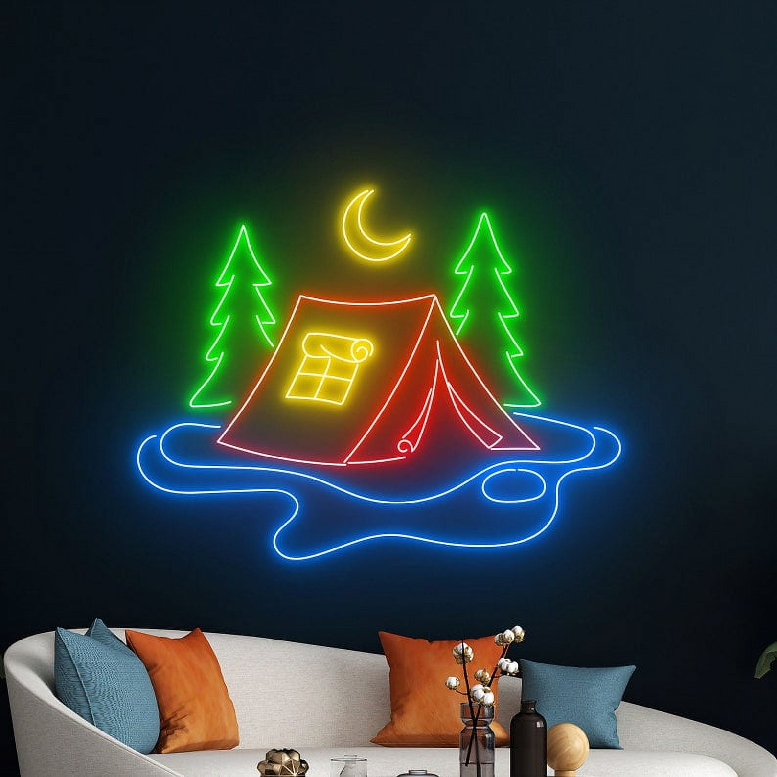 Handmadetneonsign Camping Tent Neon Sign, Camper Explore Led Sign ...