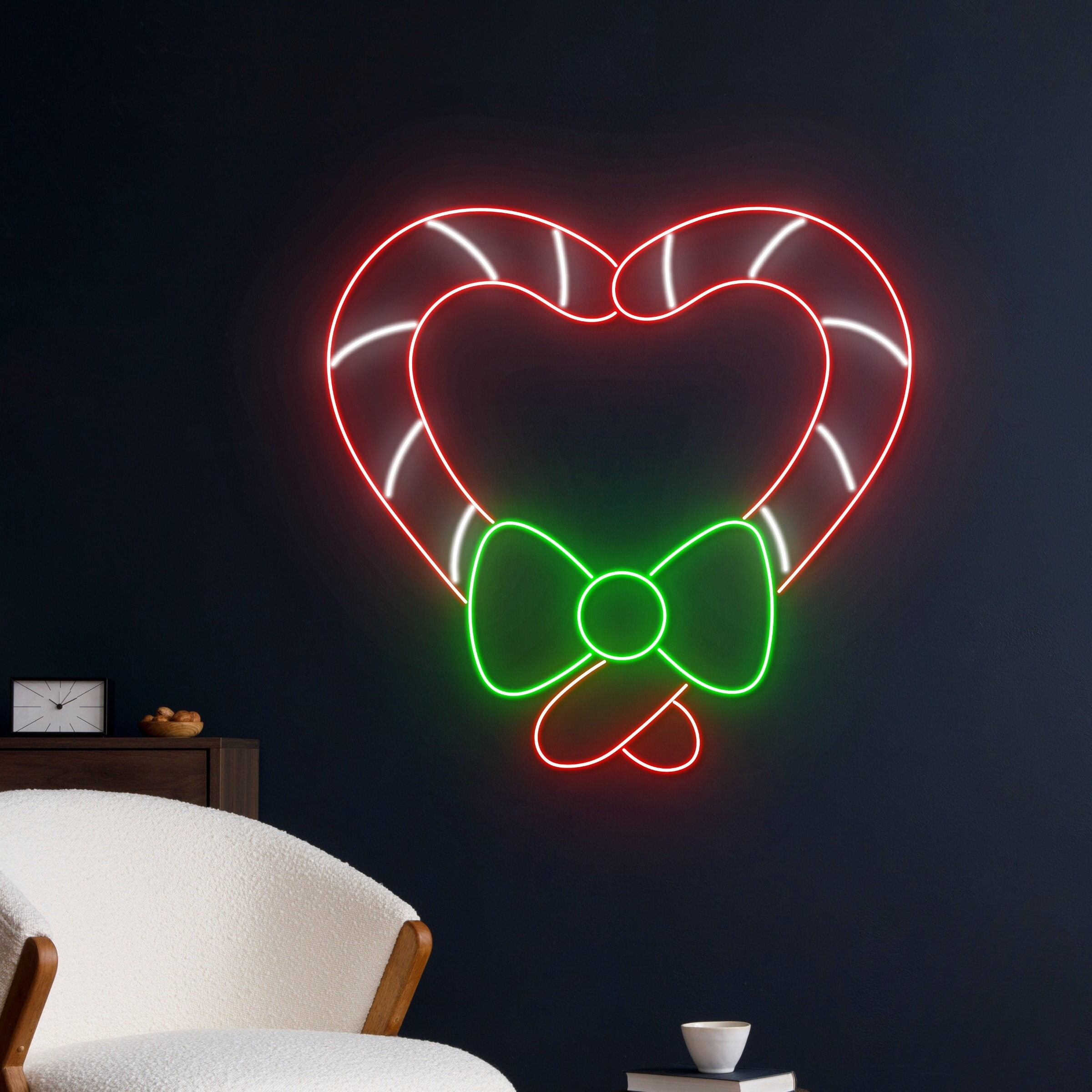 Handmadetneonsign Candy Cane Heart Neon Sign, Christmas Candy Cane ...