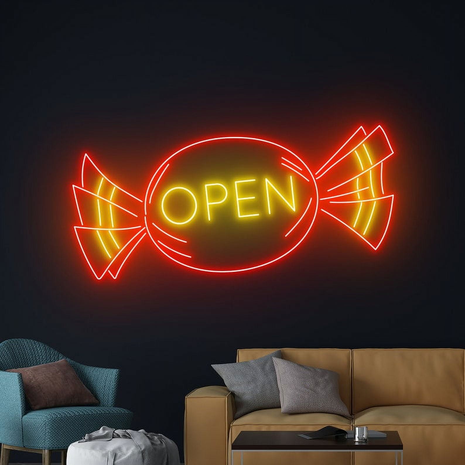 Handmadetneonsign Candy Open Logo Neon Sign, Candy Open Wall Decor ...