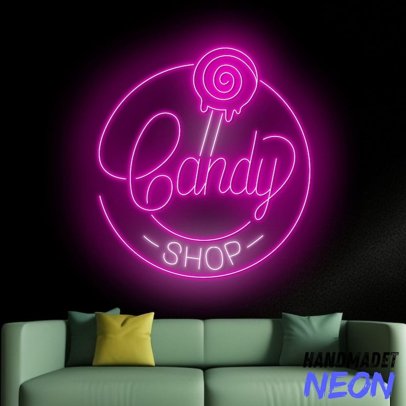 Handmadetneonsign Candy Shop Neon Sign, Candy Led Light, Lolly Pop Wall ...