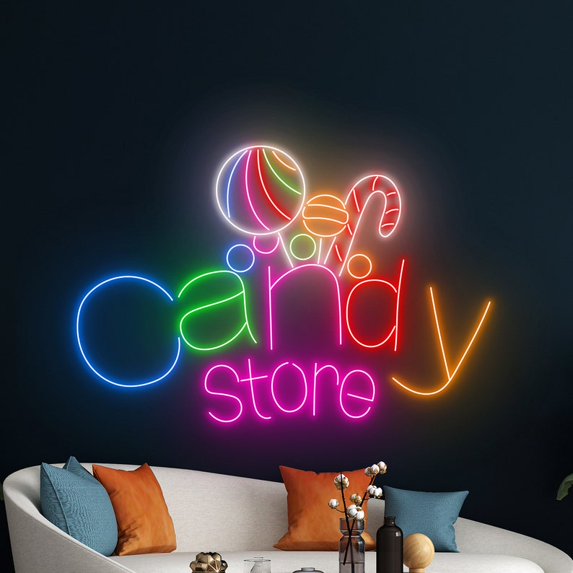 Handmadetneonsign Candy Shop Wall Art, Candy Shop Wall Decor, Candy ...