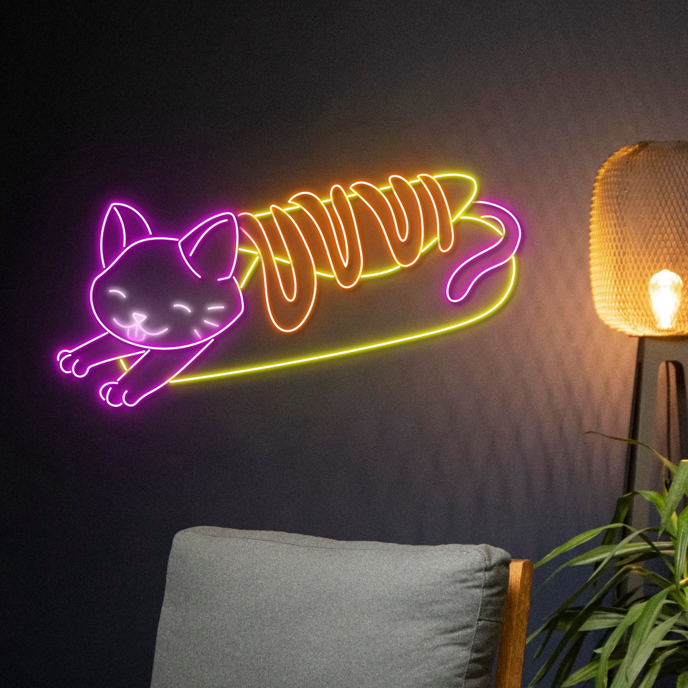 Handmadetneonsign Cannoli Cat Neon Sign, Cat Cannoli Led Sign, Cat ...