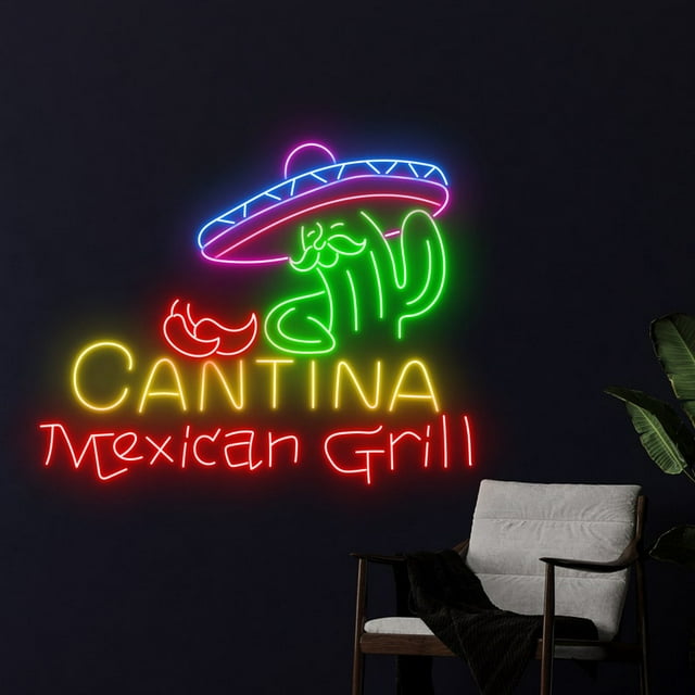 Handmadetneonsign Cantina Mexican Grill Neon Sign, Cantina Grill Led ...
