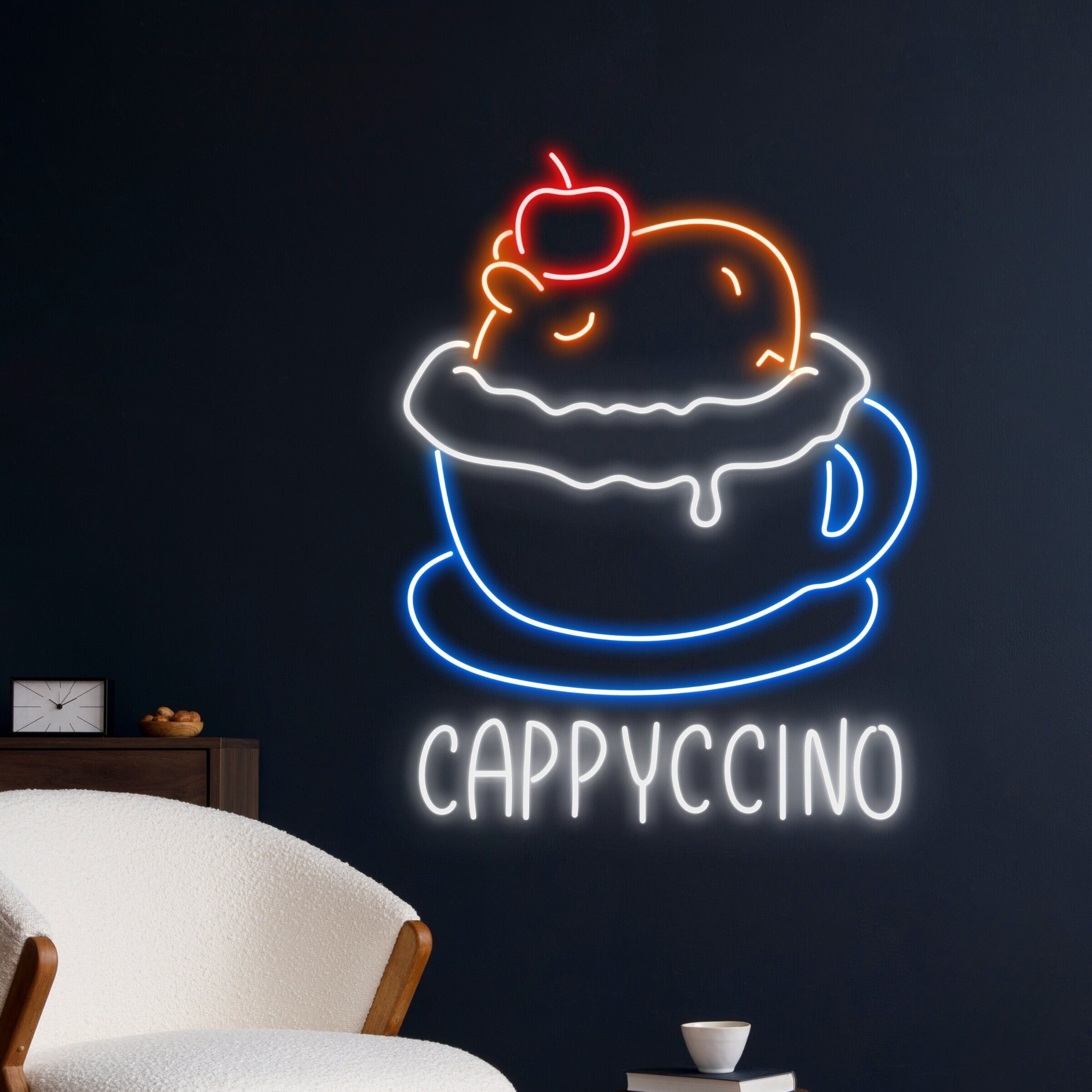Handmadetneonsign Cappyccino Neon Sign, Capybara Cappuccino Led Sign ...