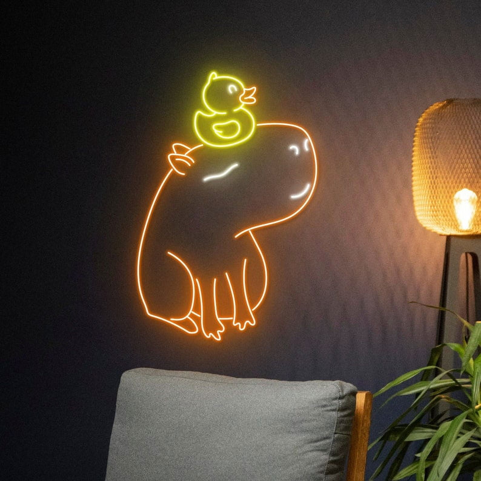 Handmadetneonsign Capybara Duck Neon Sign, Duck Capybara Led Sign ...