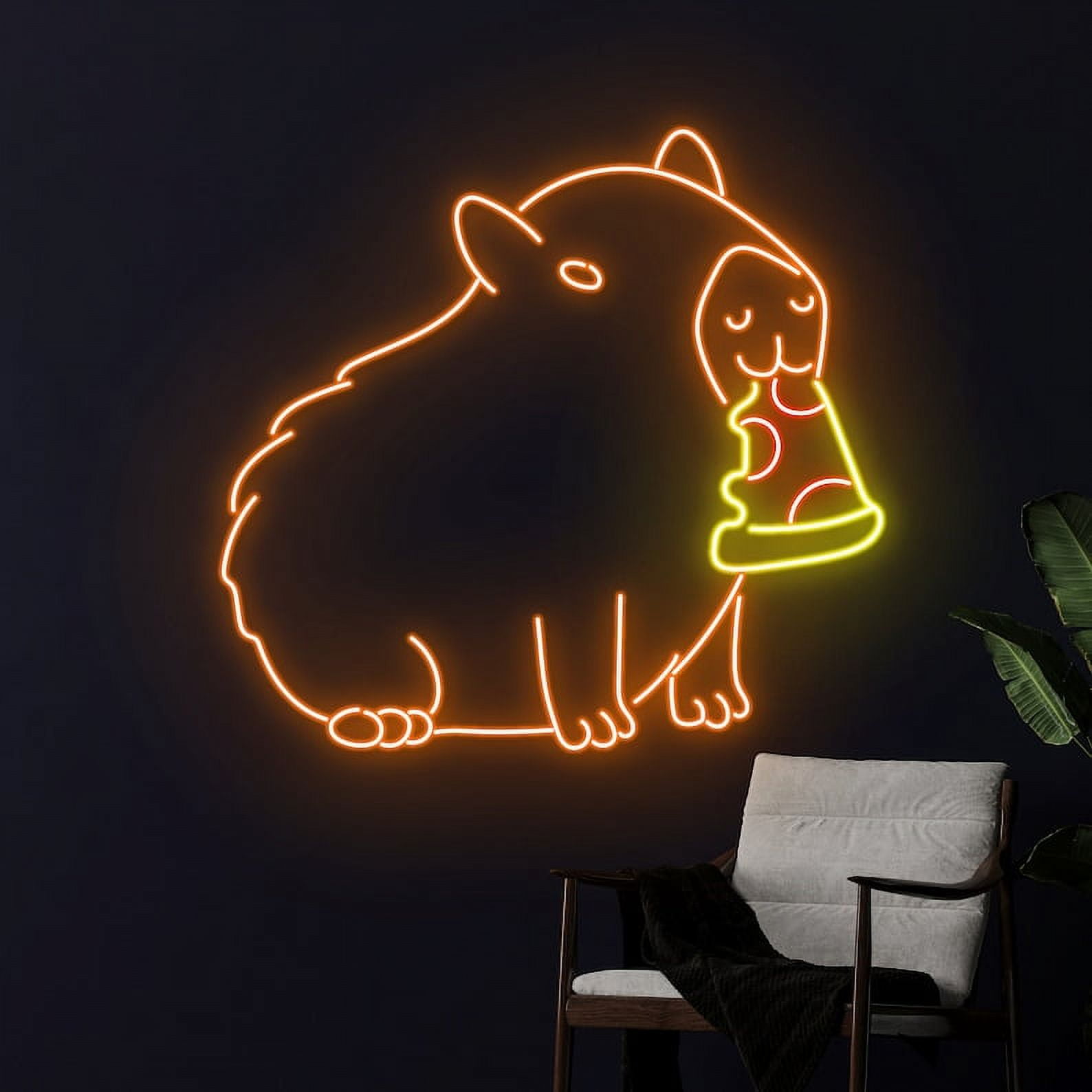 Handmadetneonsign Capybara Eat Pizza Neon Light, Capybara Eat Pizza Led ...