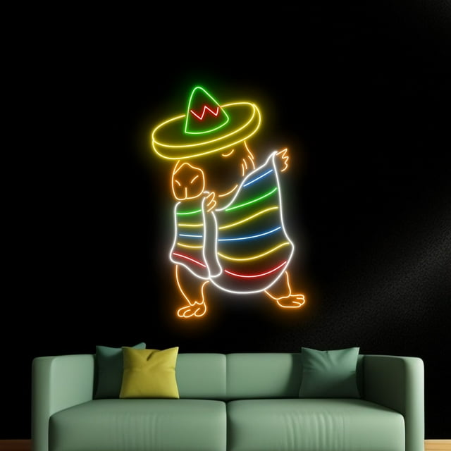 Handmadetneonsign Capybara Fiesta Neon Sign, Capybara Wall Art Decor ...