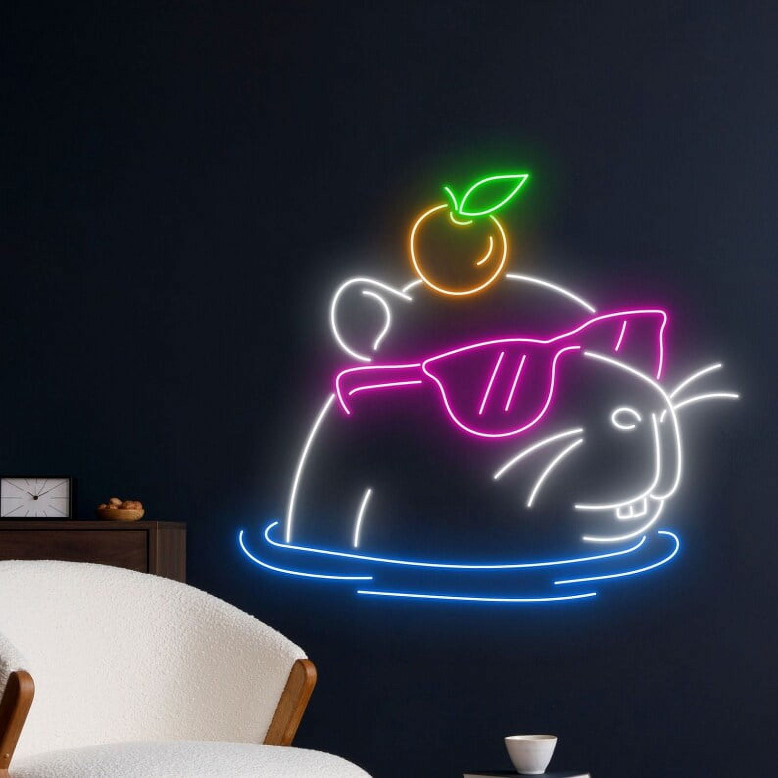 Handmadetneonsign Capybara Neon Sign, Capybara Neon Art Decor, Capybara ...