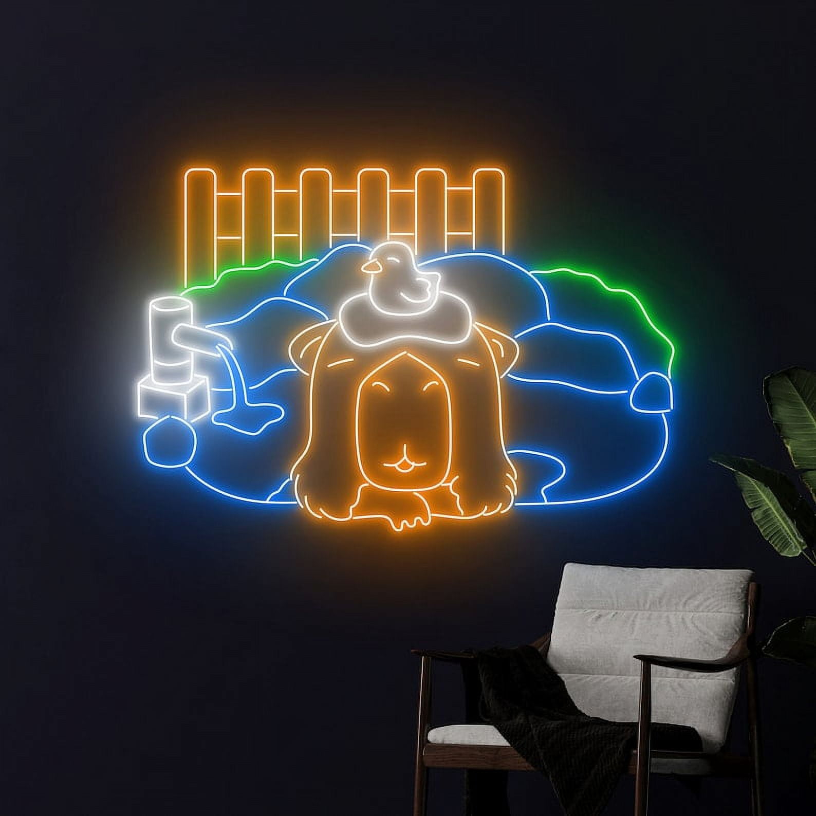 Handmadetneonsign Capybara Onsen Hot Spring Neon Sign, Capybara Wall ...