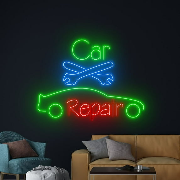 Handmadetneonsign Car Repair Neon Sign, Car Repair Machine Wall Art ...
