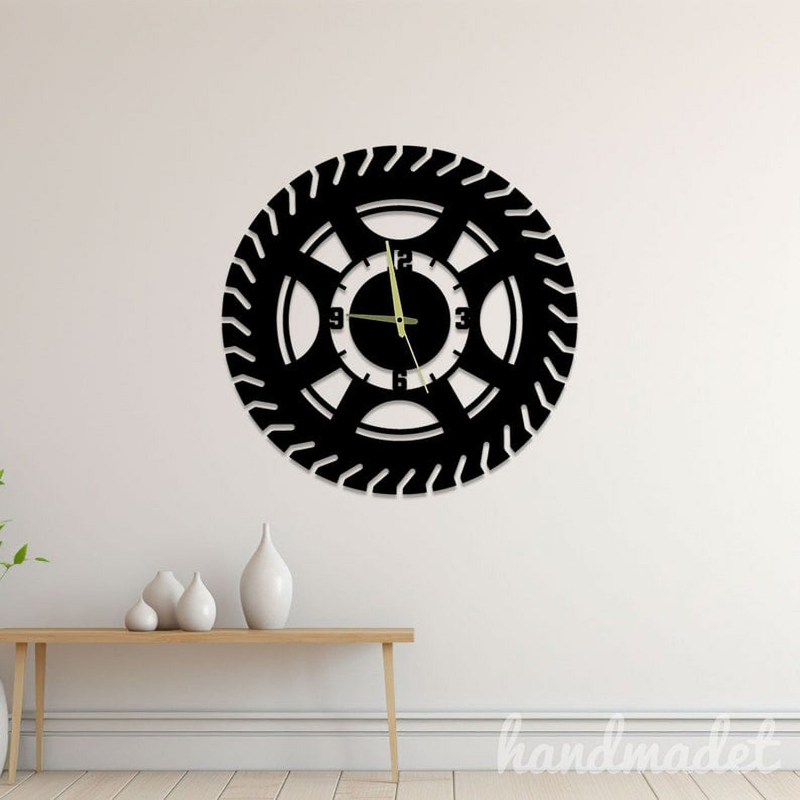 Handmadetneonsign Car Wheel Wall Clock Unique, Year Date Round Wall ...