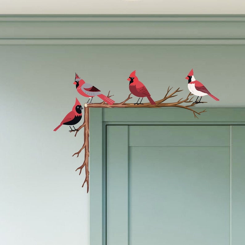 Handmadetneonsign Cardinal Bird Door Corner Sign, Bird Metal Door ...