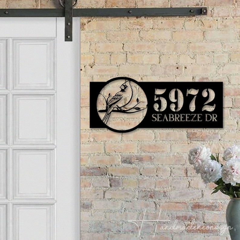 Handmadetneonsign Cardinal Bird House Number Metal Wall Art LED Light ...