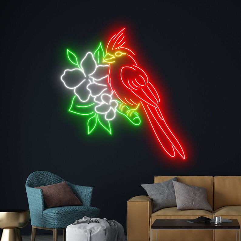 Handmadetneonsign Cardinal Bird Neon Sign, Cardinal Wall Art Decor ...