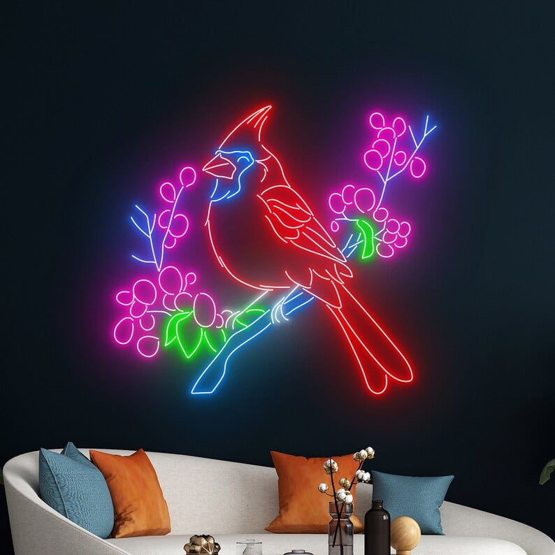 Handmadetneonsign Cardinal Bird Wall Art, Cardinal Bird Wall Decor ...
