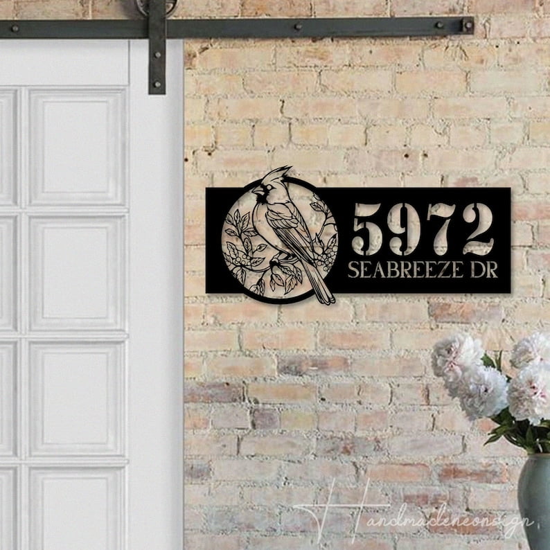 Handmadetneonsign Cardinal House Number Metal Wall Art LED Light ...