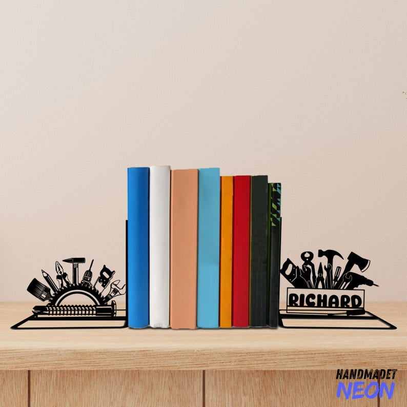 Handmadetneonsign Carpenter Metal Bookends, Carpenter Name Bookend ...