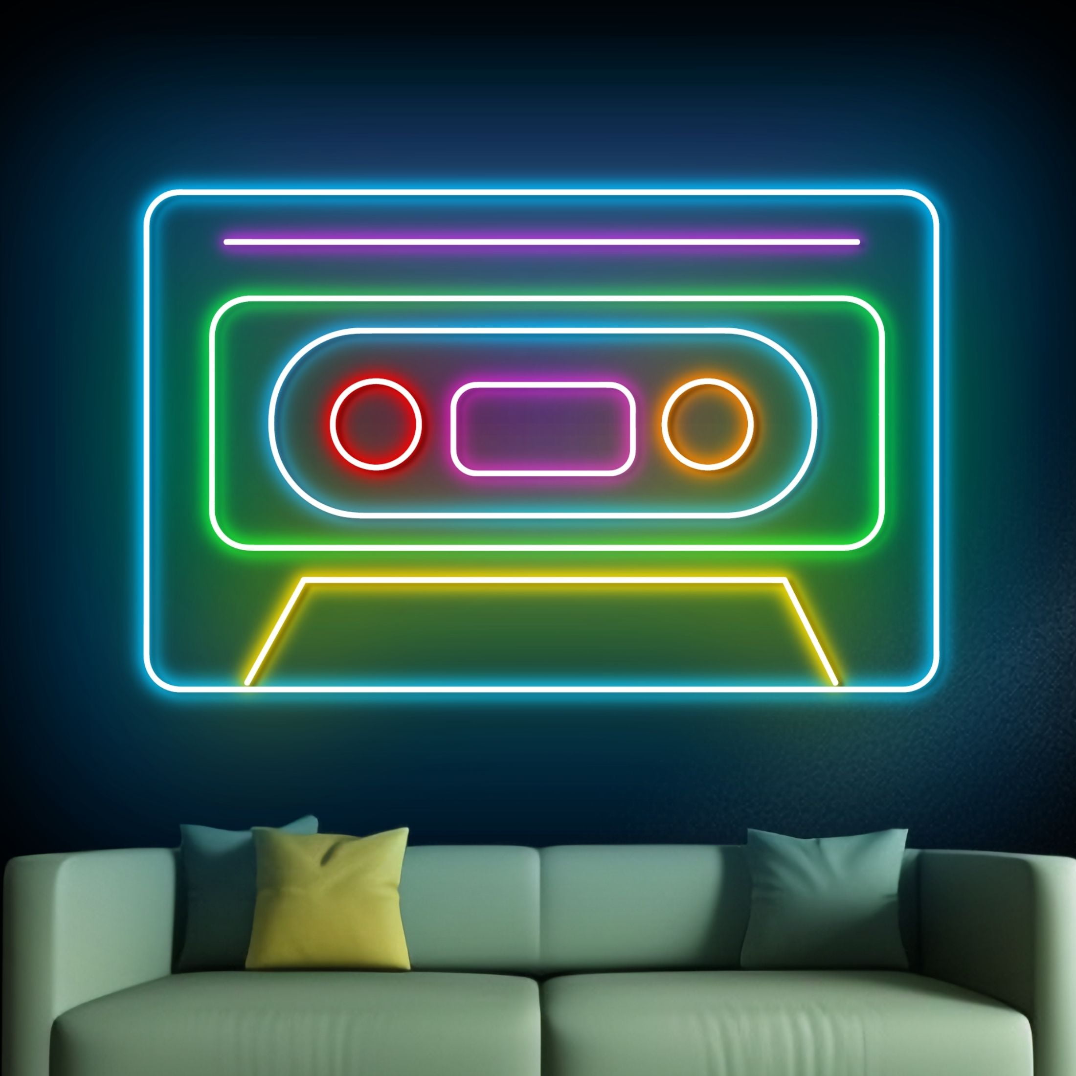 Handmadetneonsign Cassette Tape Neon Sign, Retro Wall Art Decor ...