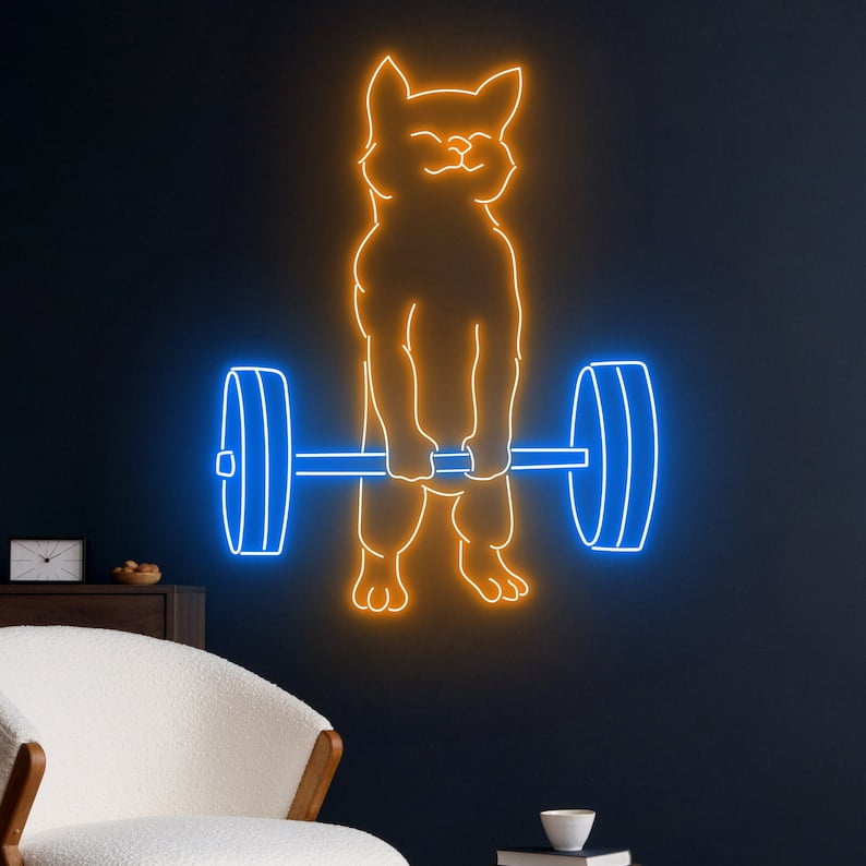 Handmadetneonsign Cat Do Gym Neon Sign, Cat Led Sign, Cat Neon Light ...
