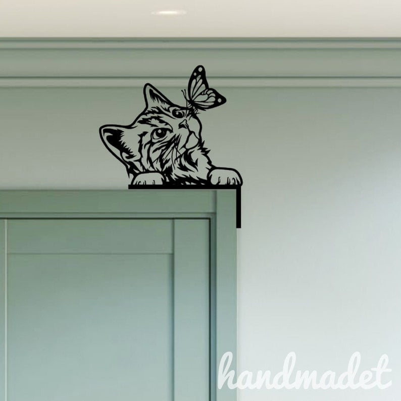 Handmadetneonsign Cat Door Corner Sign, Cats Pet Metal Door Topper ...