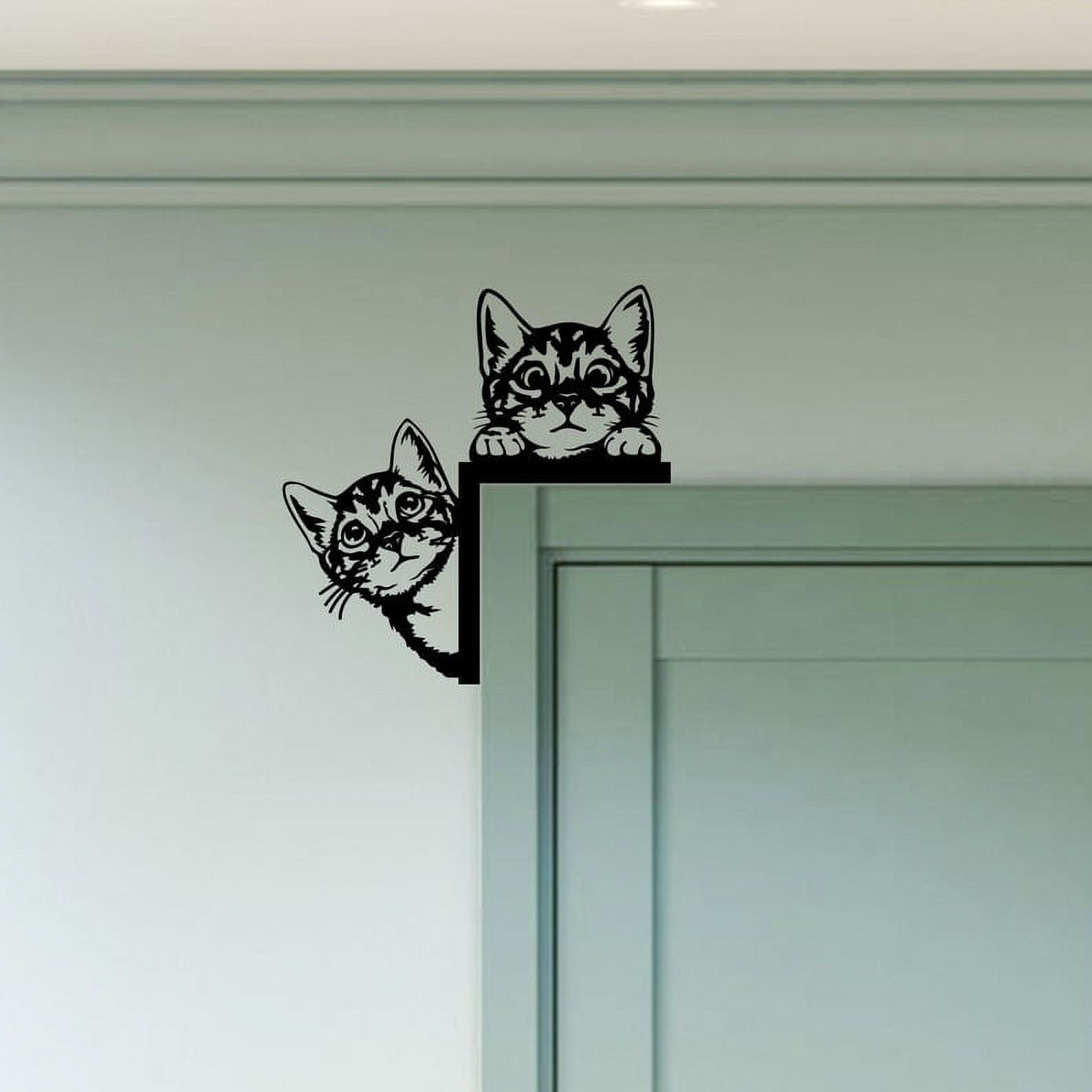 Handmadetneonsign Cat Door Corner Sign, Cute Cat Animal Metal Door ...