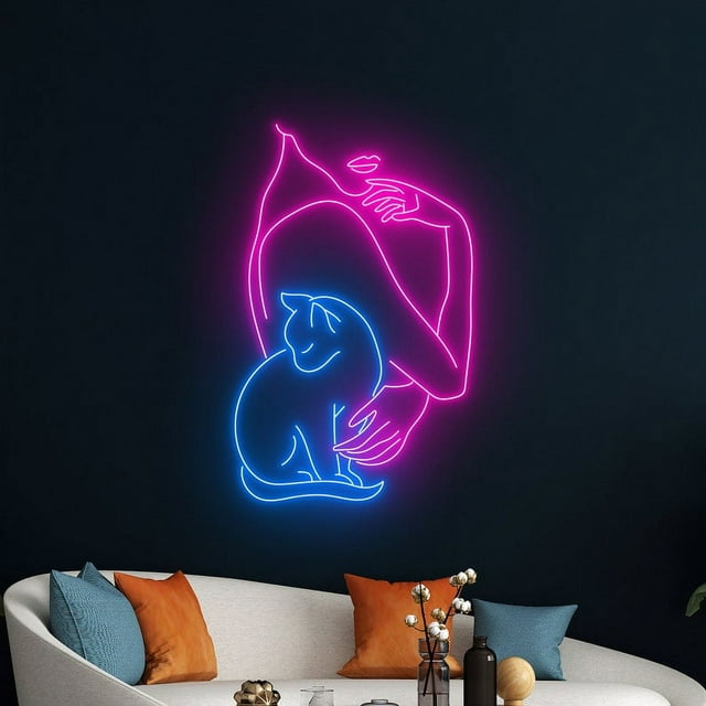Handmadetneonsign Cat Girl Led Sign, Cat Lady Neon Sign, Cat Woman Led ...