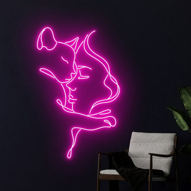 Handmadetneonsign Cat Girl Led Sign, Cat Woman Led Light, Cat Lady Neon ...