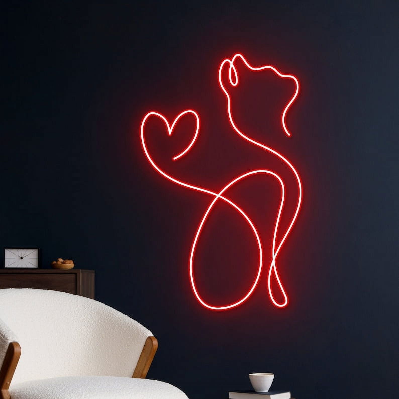 Handmadetneonsign Cat Heart Led Sign, Cat Love Led Light, Cat Neon Sign ...