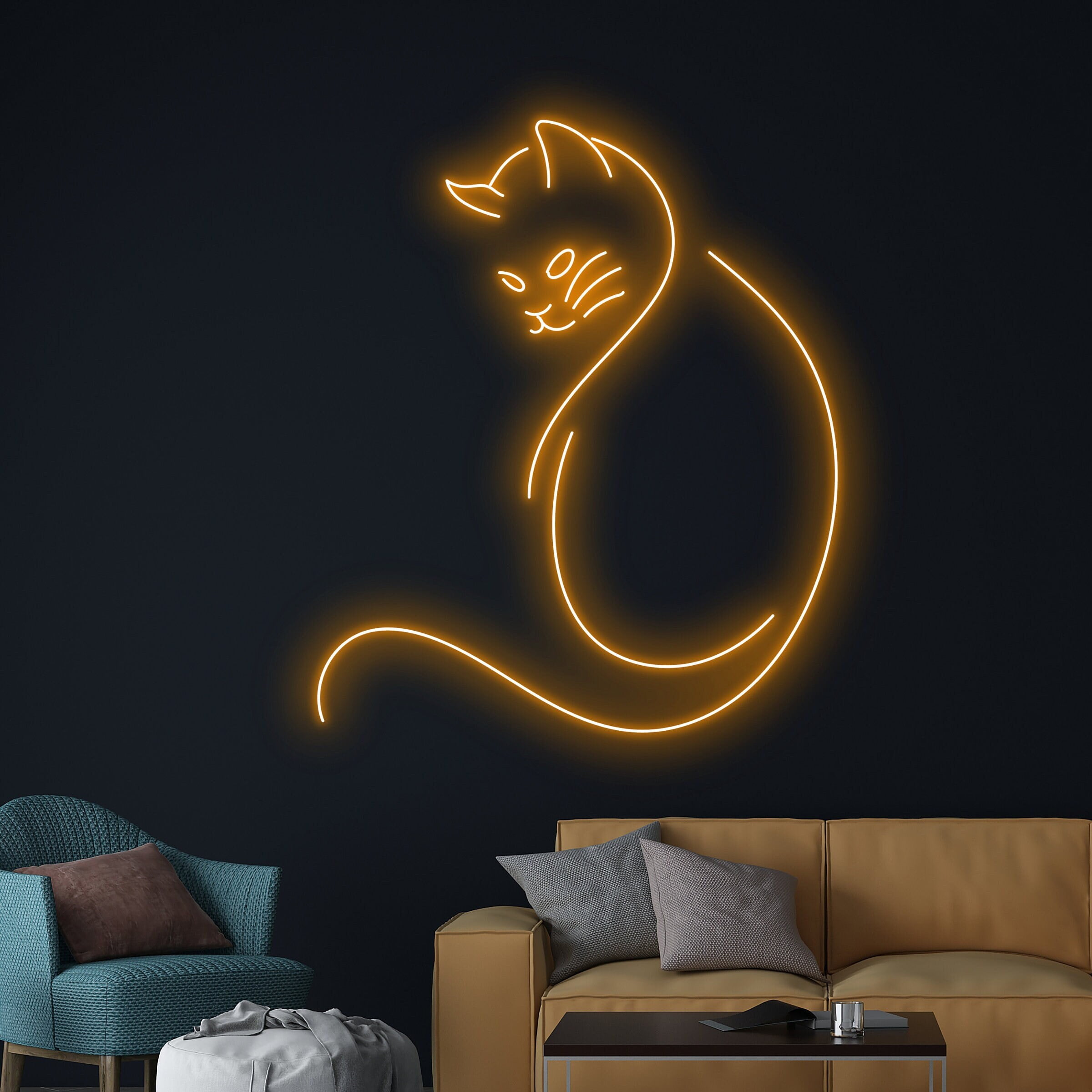 Handmadetneonsign Cat Led Sign, Cat Led Light, Cat Neon Sign, Cat Neon ...