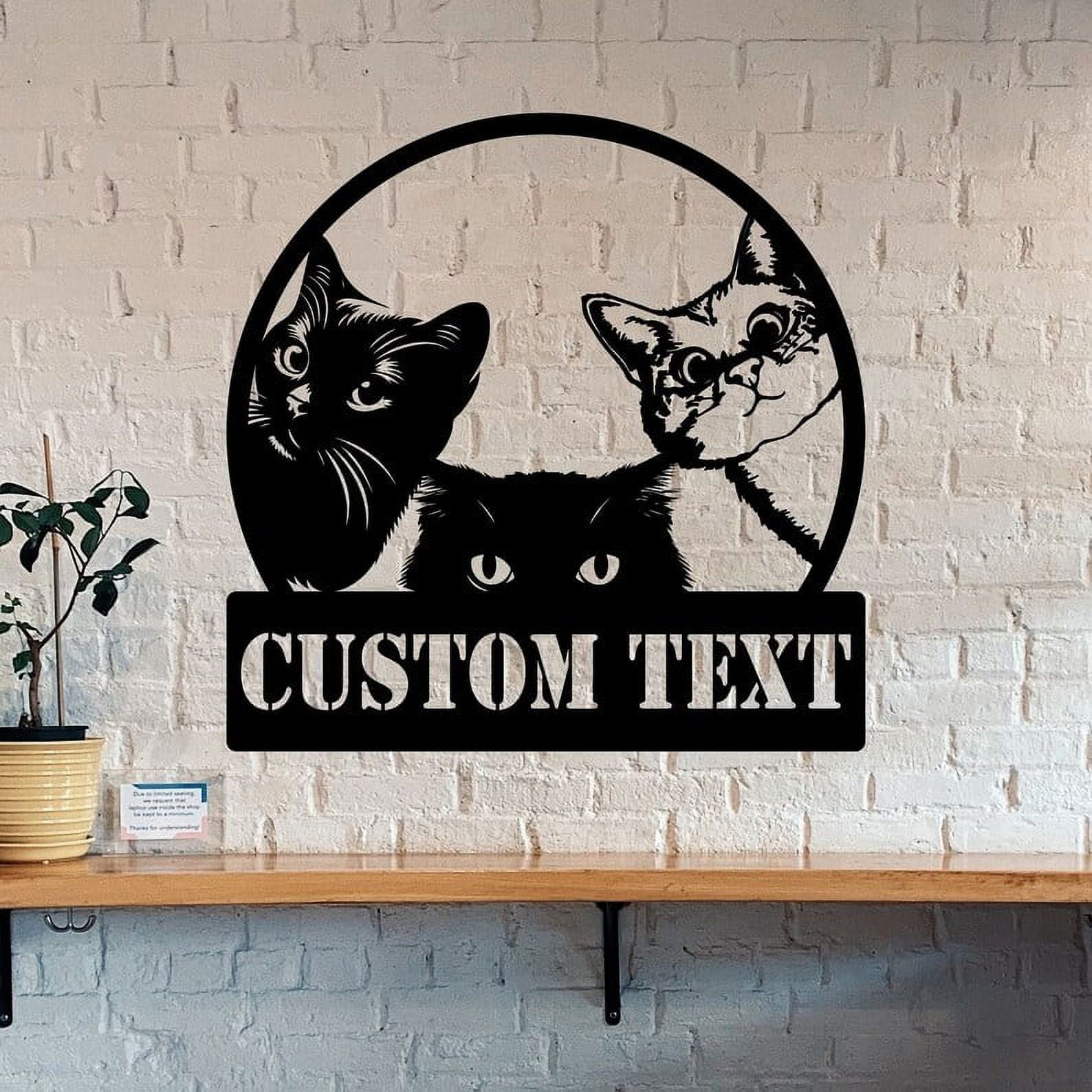 Handmadetneonsign Cat Metal Wall Art Light, Cat Family Metal Sign Wall ...