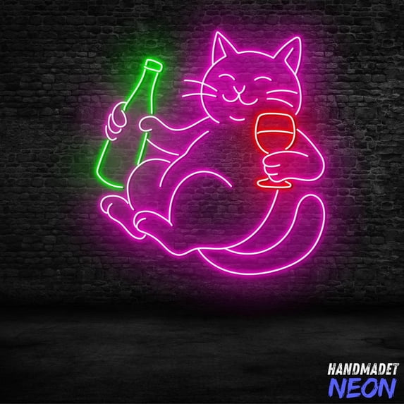 Handmadetneonsign Cat Neon Sign, LED Light Decor for Home Bar Lounge ...