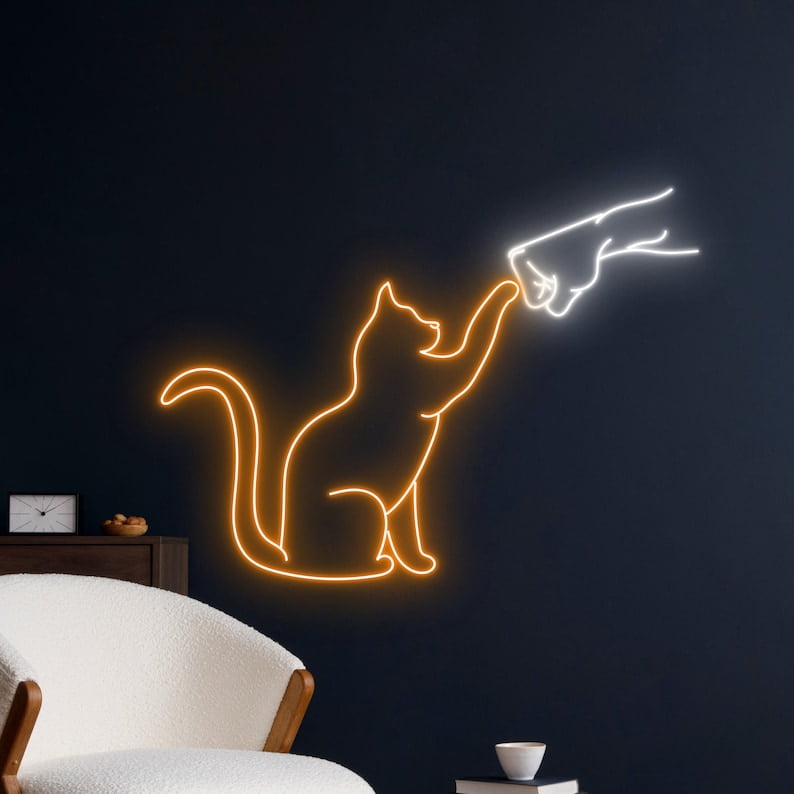Handmadetneonsign Cat Neon Sign, Loving Cat Neon Led Art Decor, Pet Spa ...