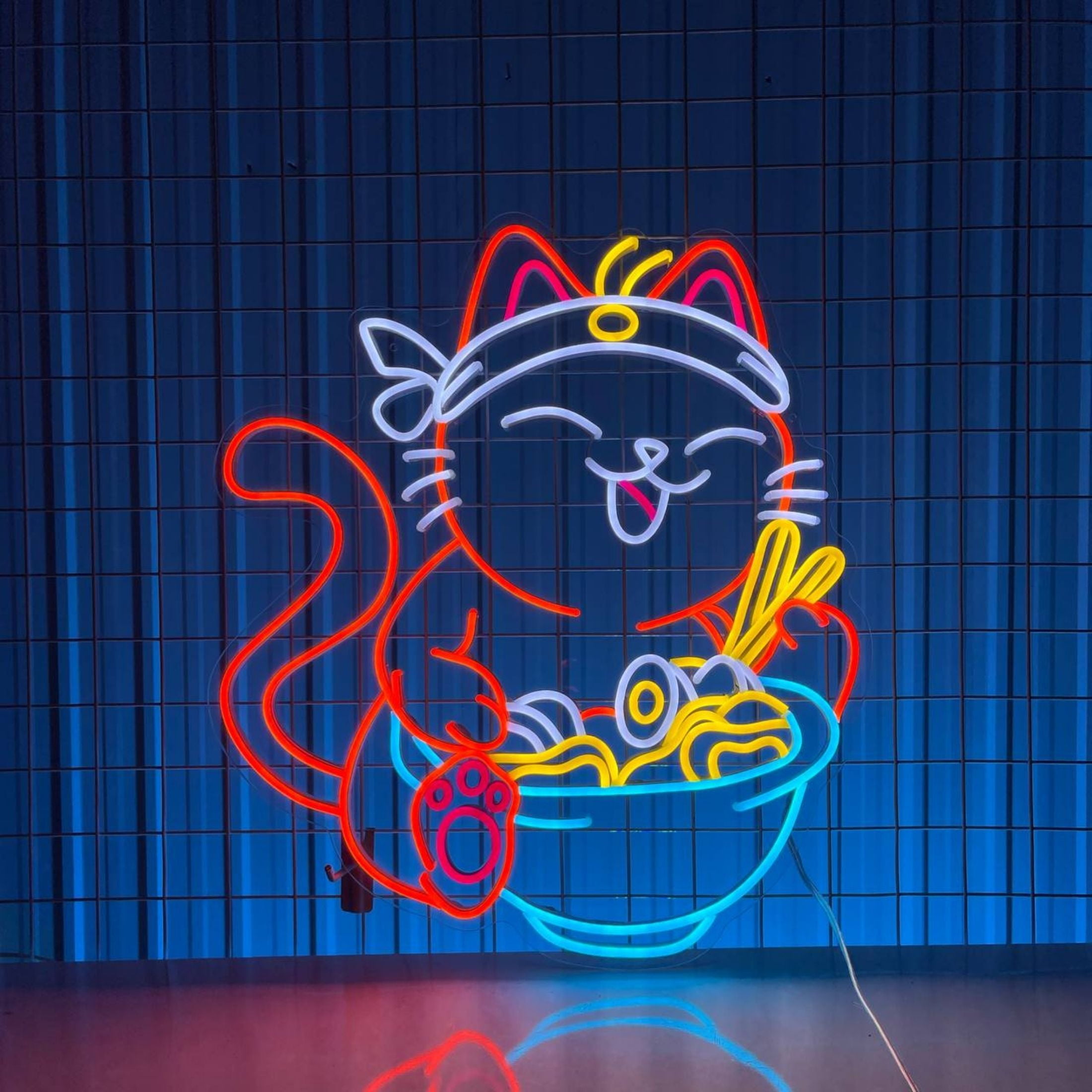 Handmadetneonsign Cat Ramen Noodles Neon Sign, Ramen Noodles Wall Art ...