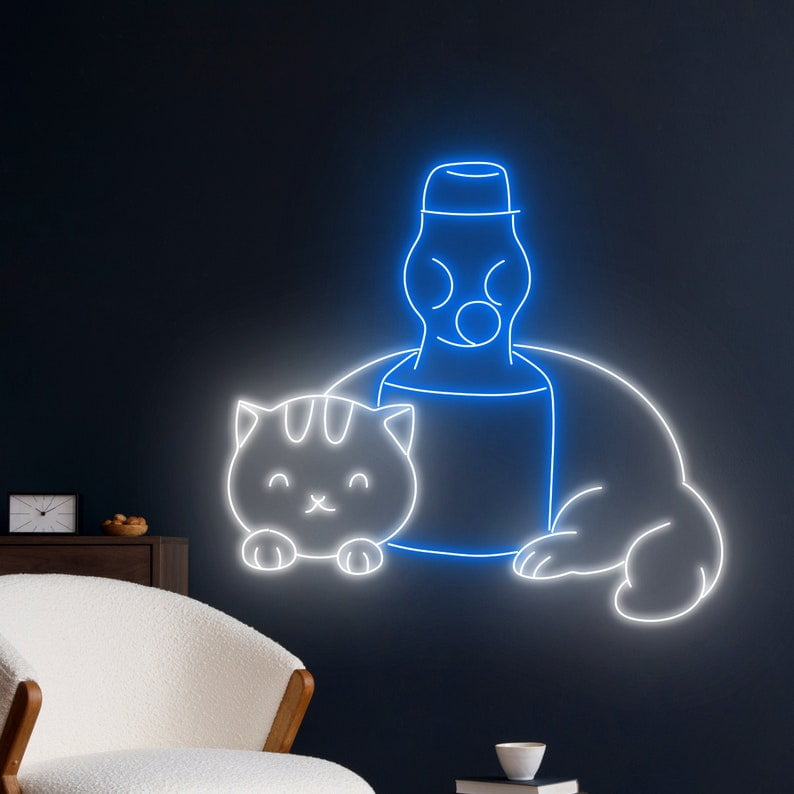 Handmadetneonsign Cat Ramune Bottle Neon Sign, Cat Pet Neon Led Art ...