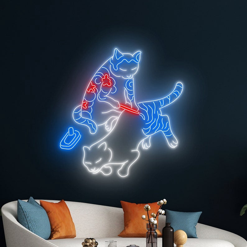 Handmadetneonsign Cat Tattoo Neon Sign, Cat Tattoo Salon LED Light ...