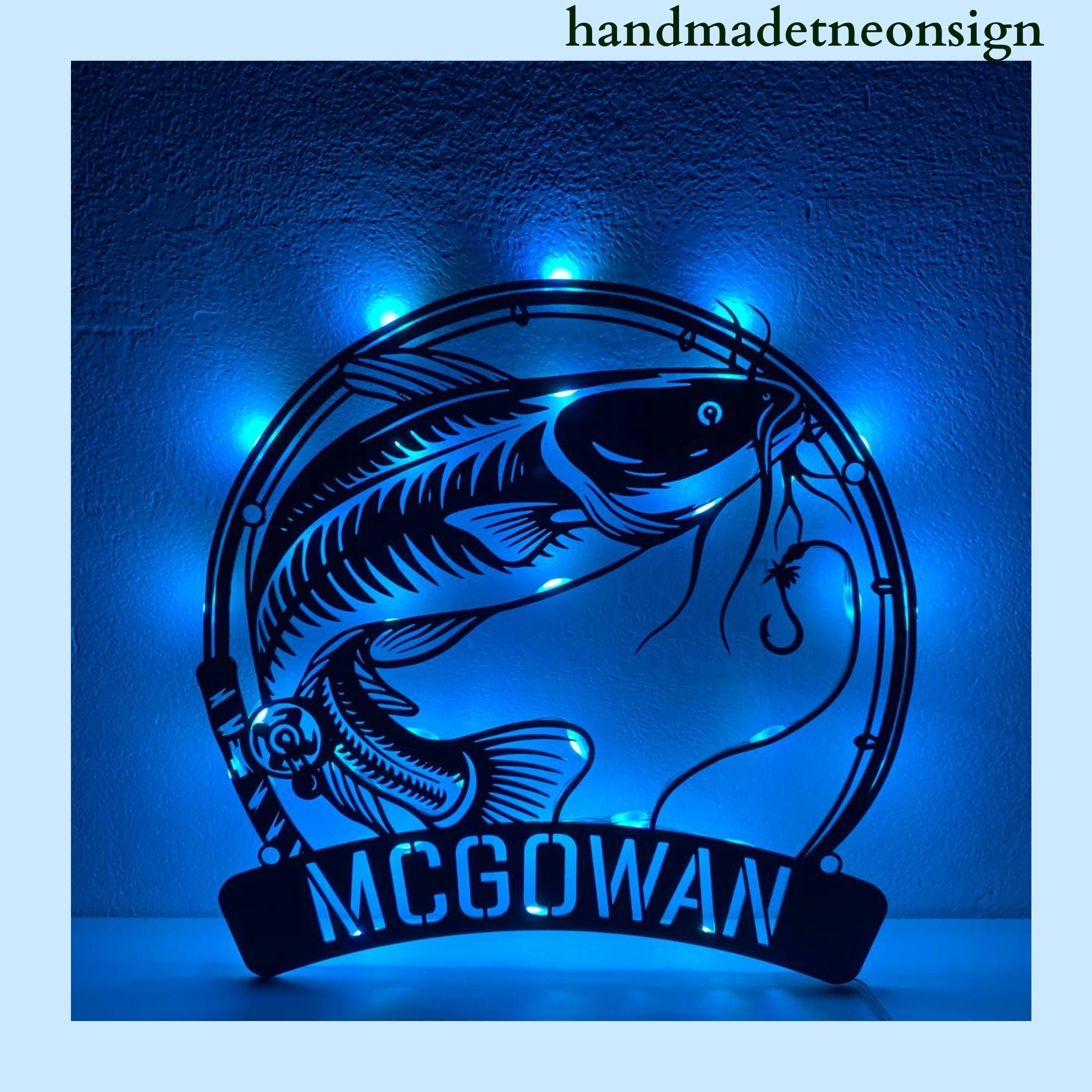 Handmadetneonsign Catfish Metal Sign, Catfish Fishing Metal Wall Art ...