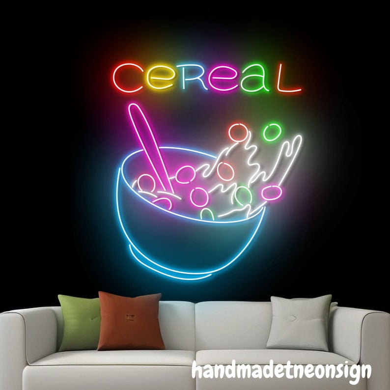 Handmadetneonsign Cereal Neon Wall Sign, Cereal Wall Art Decor ...