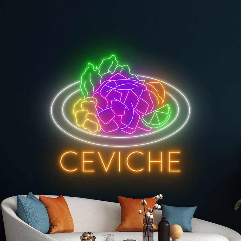 Handmadetneonsign Ceviche Neon Sign, Ceviche Peruano Wall Art Decor ...