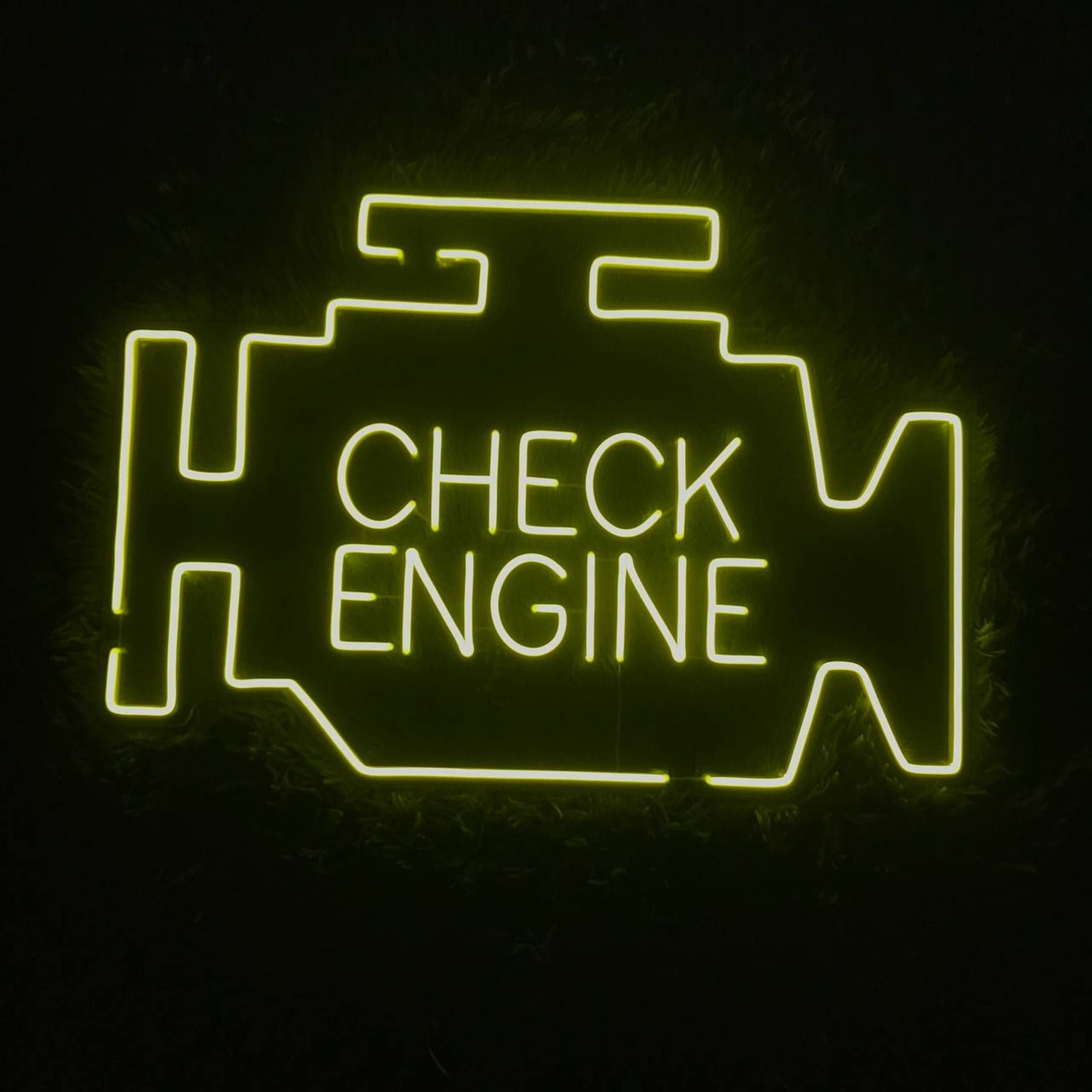 Handmadetneonsign Check Engine Neon Sign, Check Engine Wall Art Decor ...